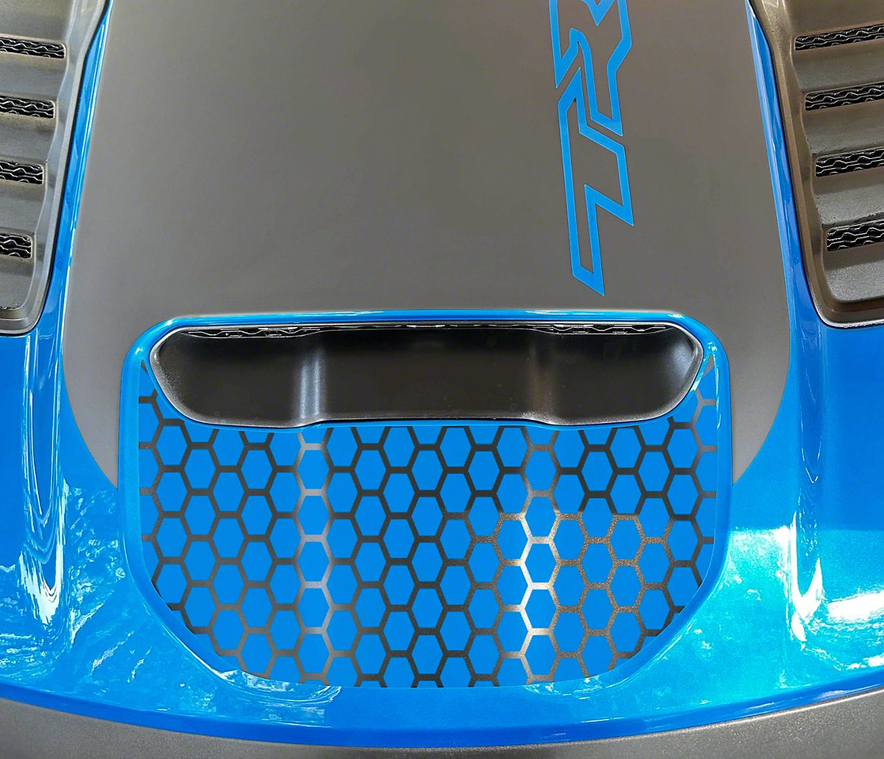 RAM 1500 Small Front Hood Graphic with Honey Comb Cutout; Matte Black ...