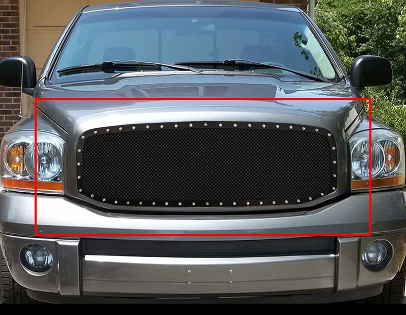 RAM 1500 Stainless Steel Rivet Upper Grille Insert; Black (06-08 RAM 1500)