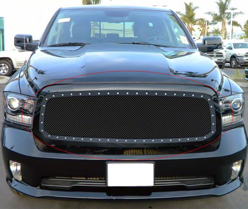 RAM 1500 Stainless Steel Rivet Upper Grille Insert; Black (13-18 RAM ...