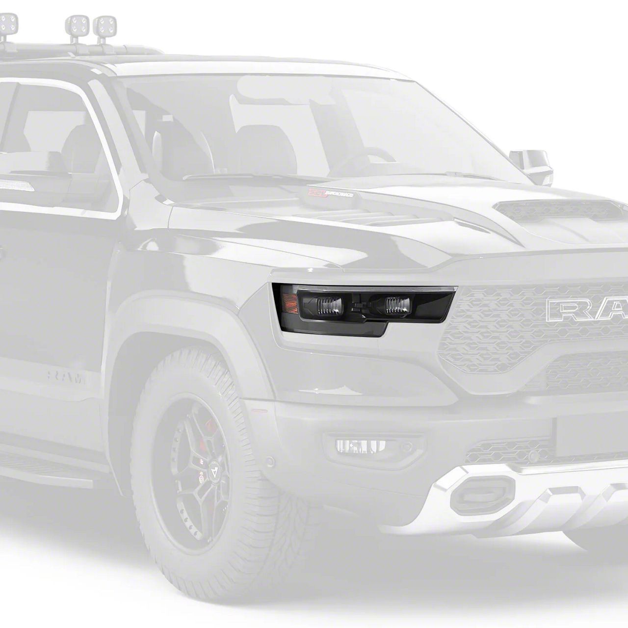 RAM 1500 TRX Style Headlight; Black Housing; Clear Lens; Passenger Side ...