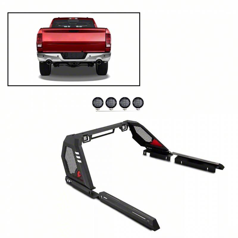 RAM 1500 Vigor Roll Bar with 5.30-Inch Black Round Flood LED Lights ...