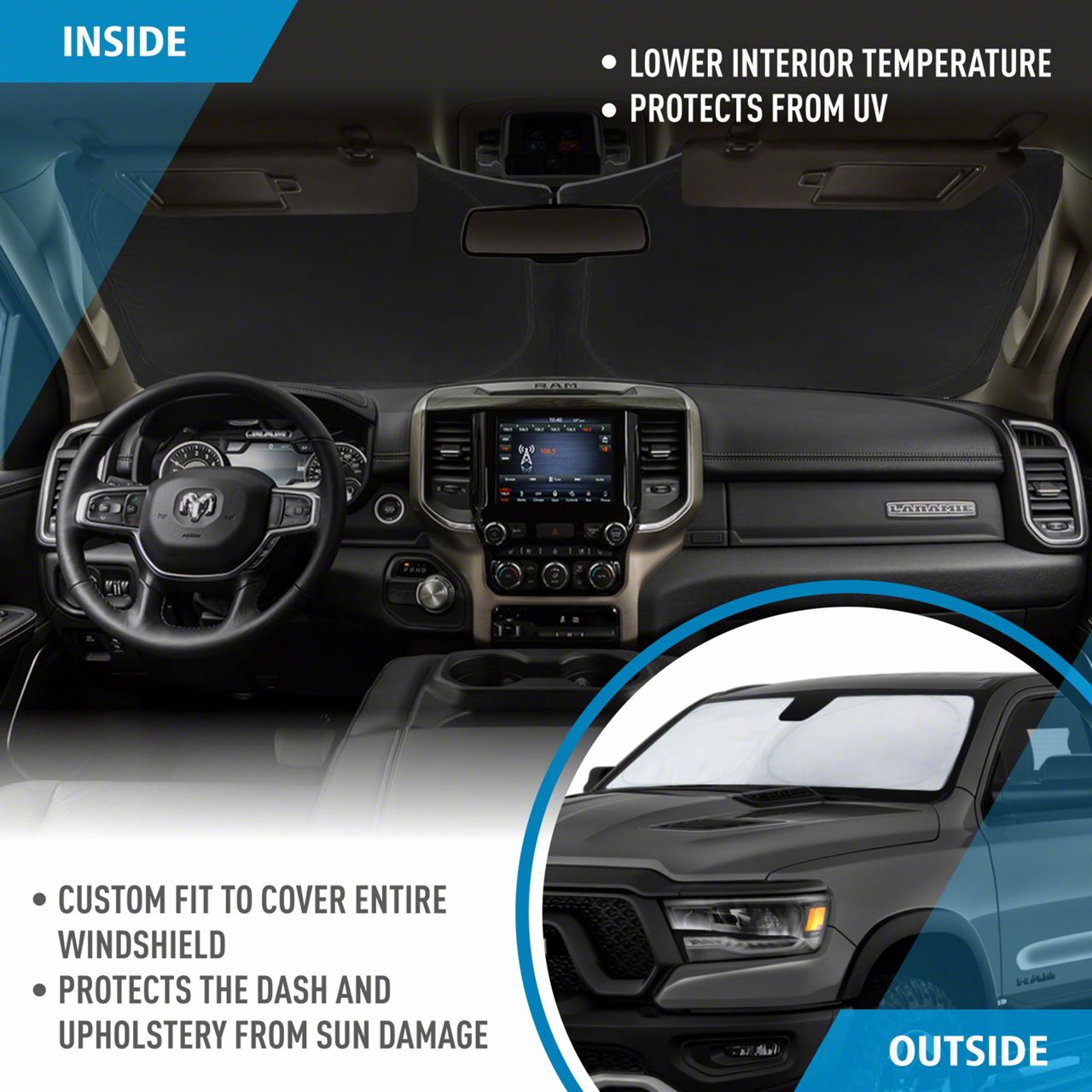 RAM 1500 Windshield Sun Shade (19-25 RAM 1500) - Free Shipping