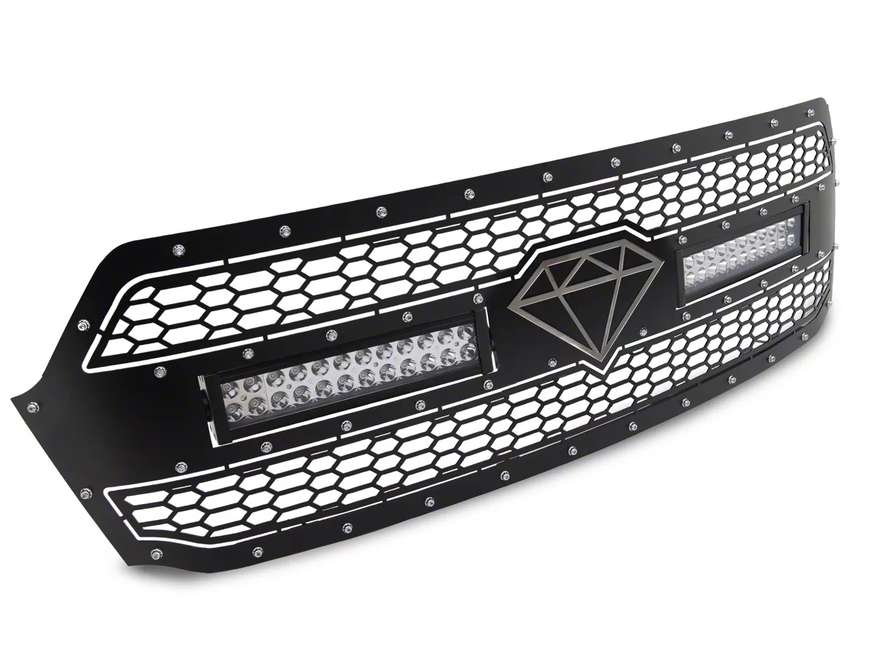 RAM 1500 Wire Mesh Rivet Style Upper Grille Insert with Two 12-Inch LED ...