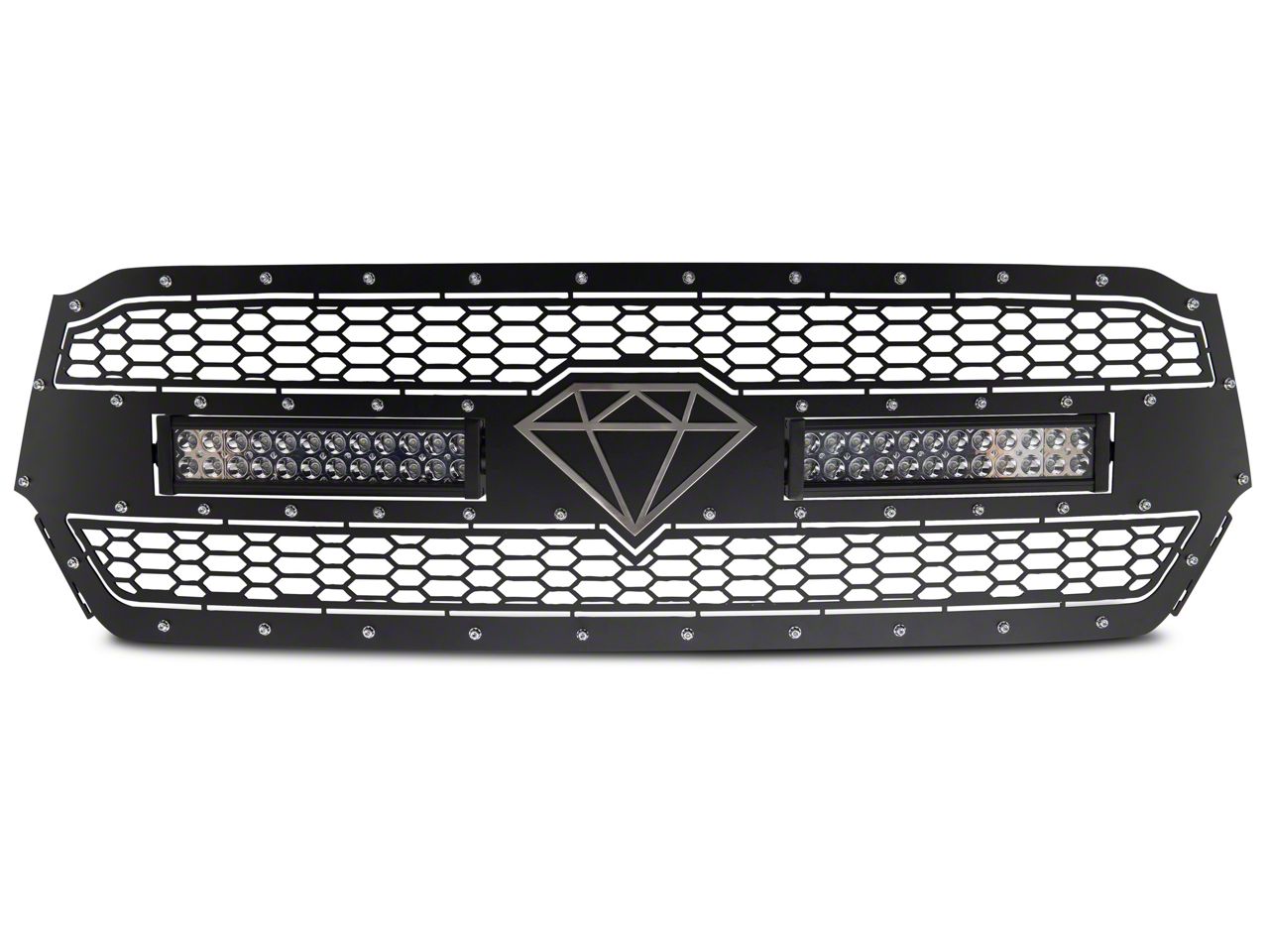 RAM 1500 Wire Mesh Rivet Style Upper Grille Insert with Two 12-Inch LED ...