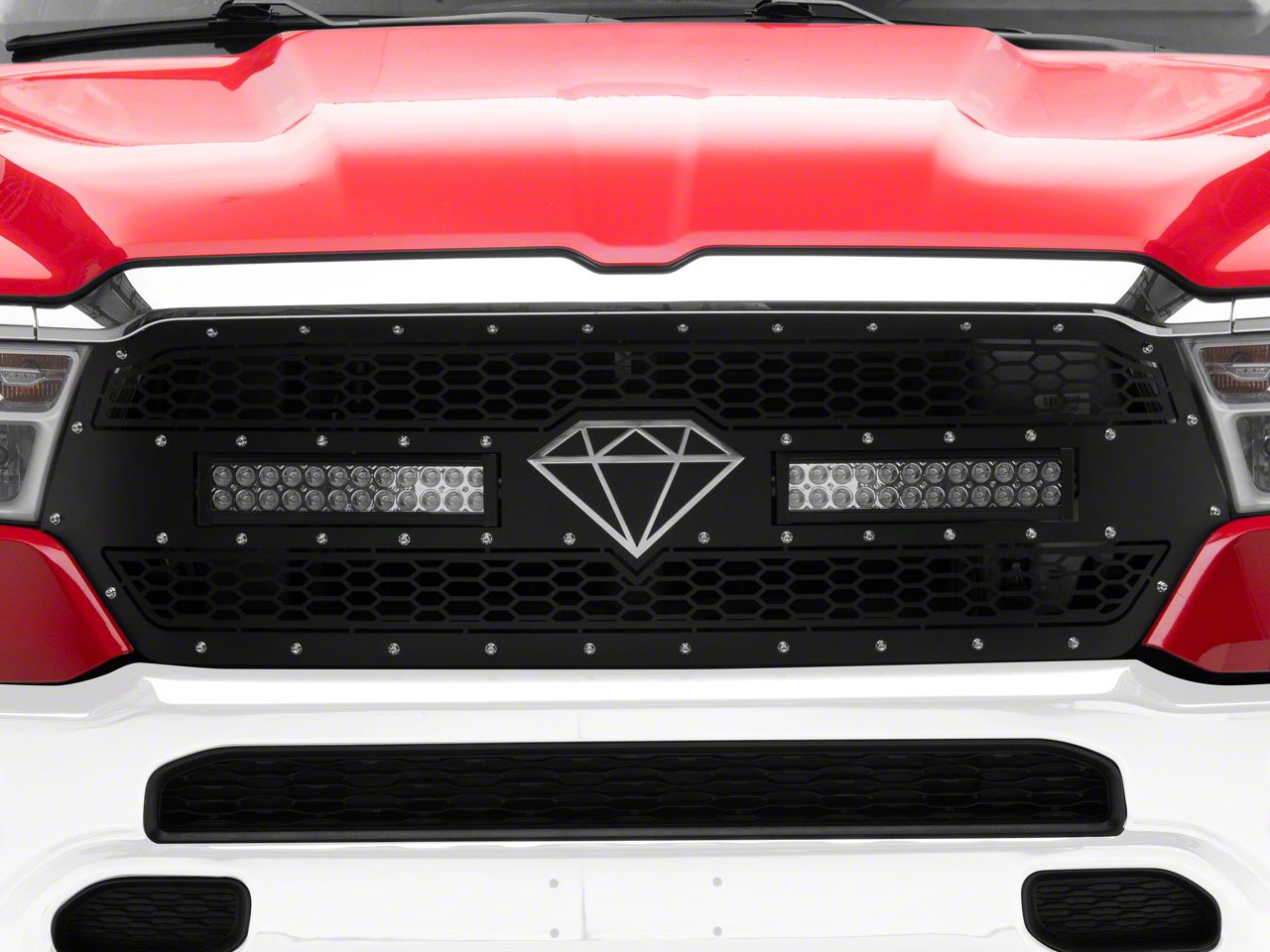 RAM 1500 Wire Mesh Rivet Style Upper Grille Insert with Two 12-Inch LED ...