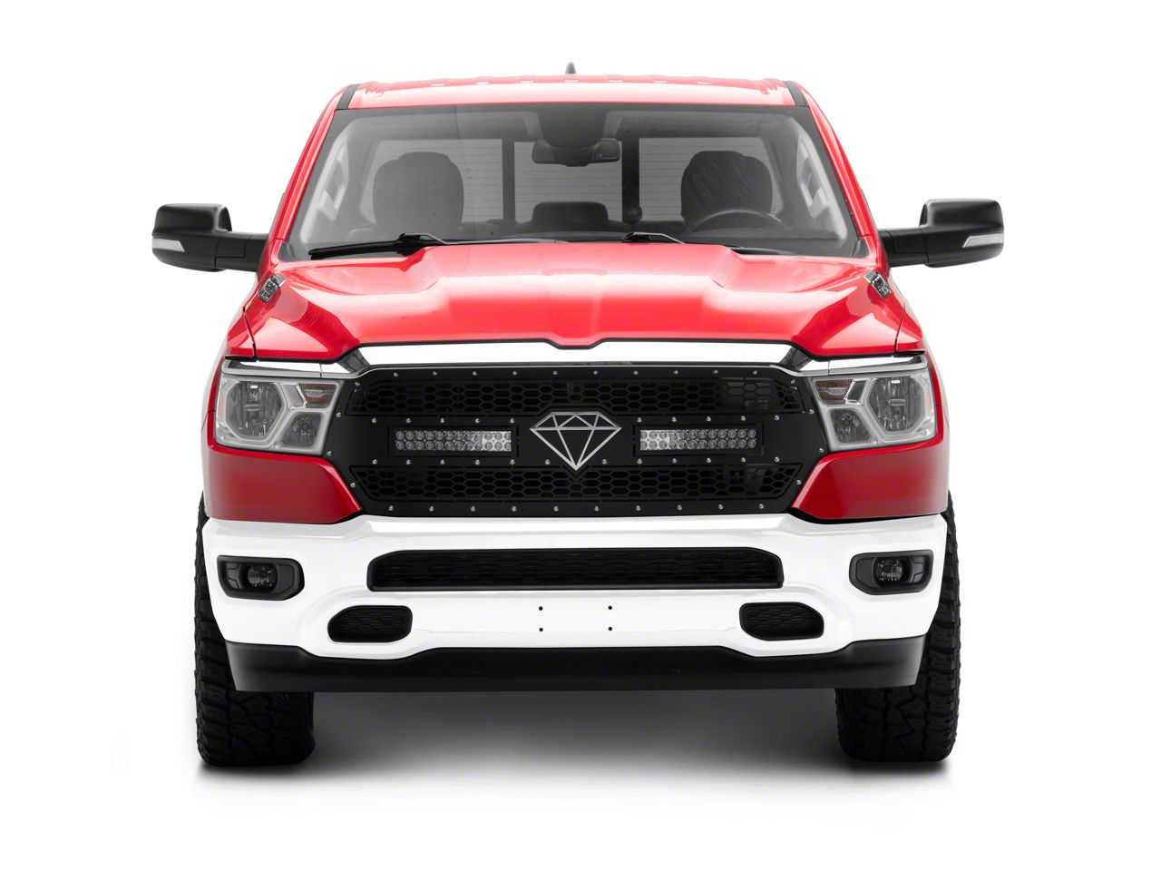 RAM 1500 Wire Mesh Rivet Style Upper Grille Insert with Two 12-Inch LED ...