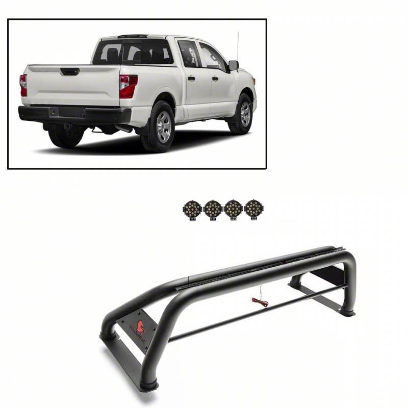 RAM 2500 Atlas Roll Bar with 7-Inch Black Round LED Lights; Black (94 ...