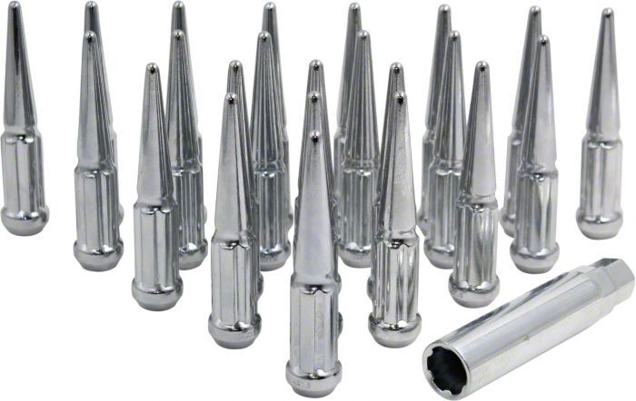 RAM 2500 Chrome Spike Lug Nut Kit; 14mm x 1.5; Set of 32 (12-24 RAM ...