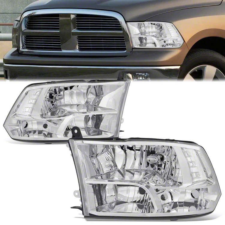 RAM 2500 Factory Style Headlights with Clear Corners; Chrome Housing ...