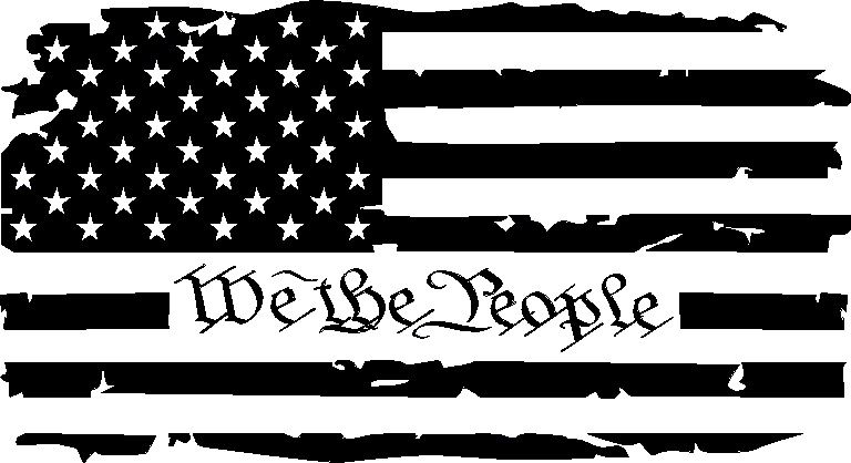 RAM 2500 Moonroof Tattered We The People Flag Decal; Gloss Black (94-25 ...