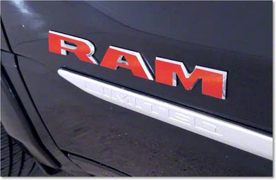RAM 2500 RAM Front Door Letter Overlay Decals; Flat Black (19-24 RAM ...