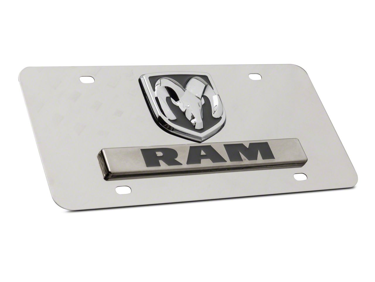 RAM 2500 RAM Logo License Plate; Chrome on Chrome (Universal; Some ...