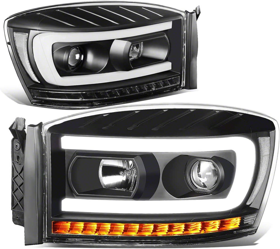 RAM 2500 Sequential Turn Signal Projector Headlights; Black Housing ...