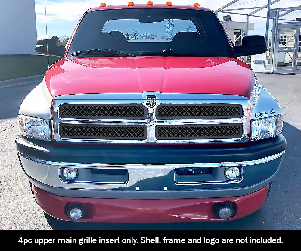 RAM 2500 Wire Mesh Upper Grille Overlay; Black (94-02 RAM 2500 w/o ...