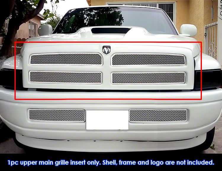 RAM 2500 Wire Mesh Upper Grille Overlay; Polished (94-02 RAM 2500 w/o ...