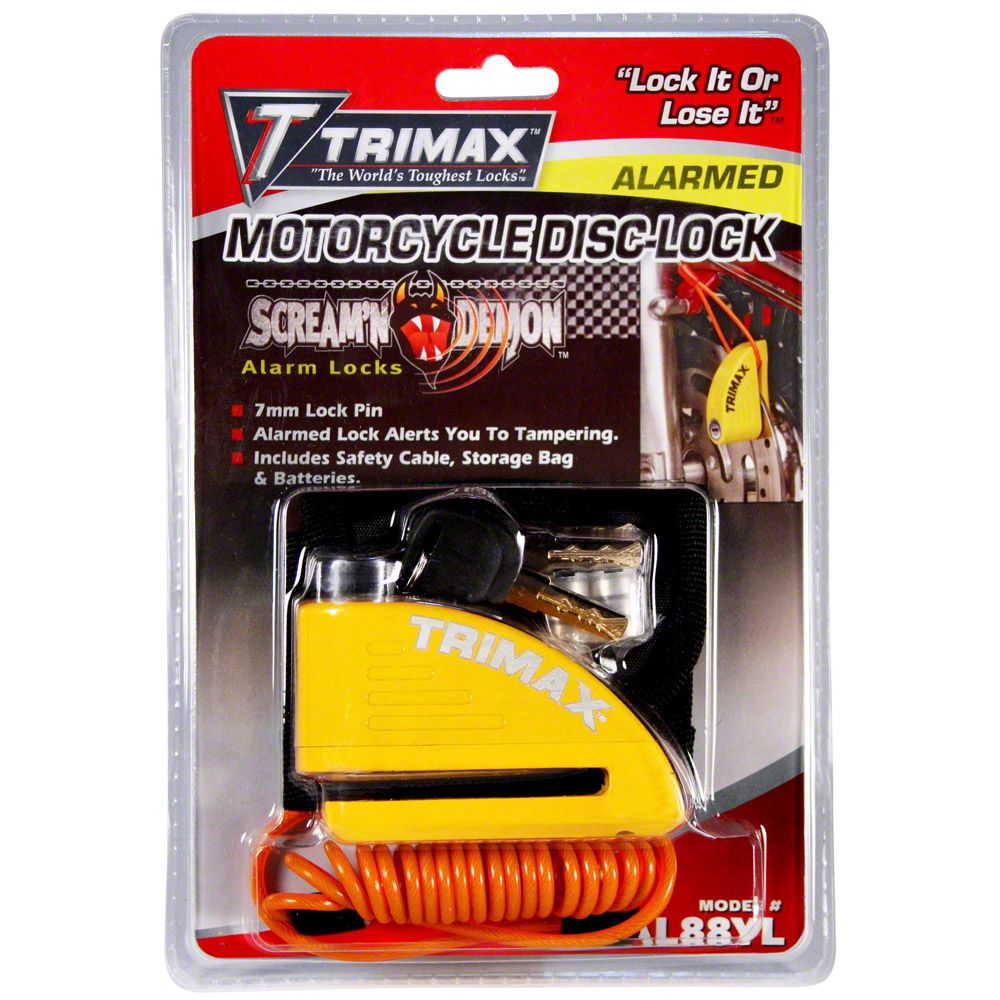 RAM 3500 Alarmed Disc Lock with 7mm Lock Pin; Yellow - Free Shipping