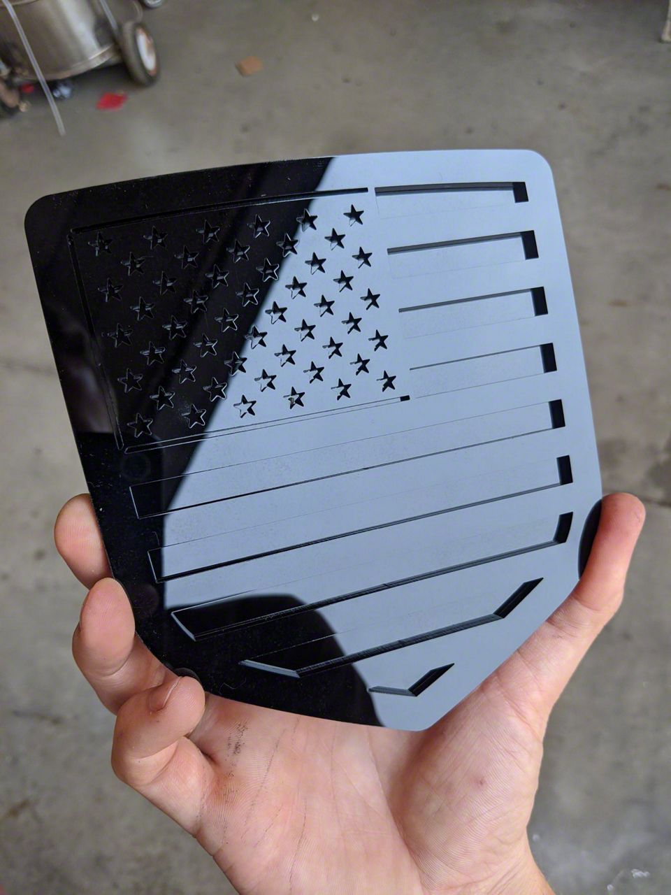 RAM 3500 American Flag Tailgate Badge; Black on Black (10-18 RAM 3500 ...