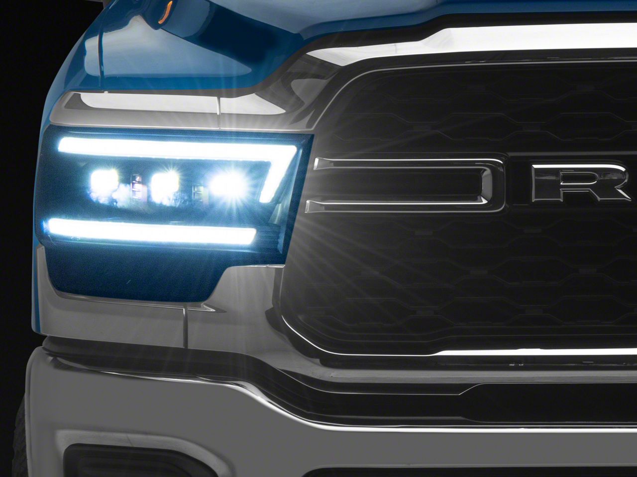 RAM 3500 APEX Series High-Power LED Module Headlights; Black Housing ...