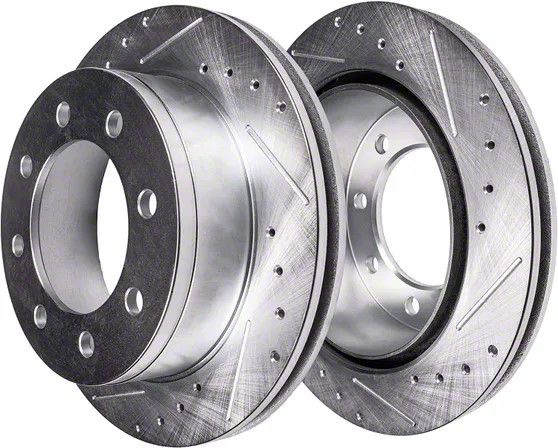 RAM 3500 Drilled and Slotted 8-Lug Rotors; Front Pair (03-08 RAM 3500 ...