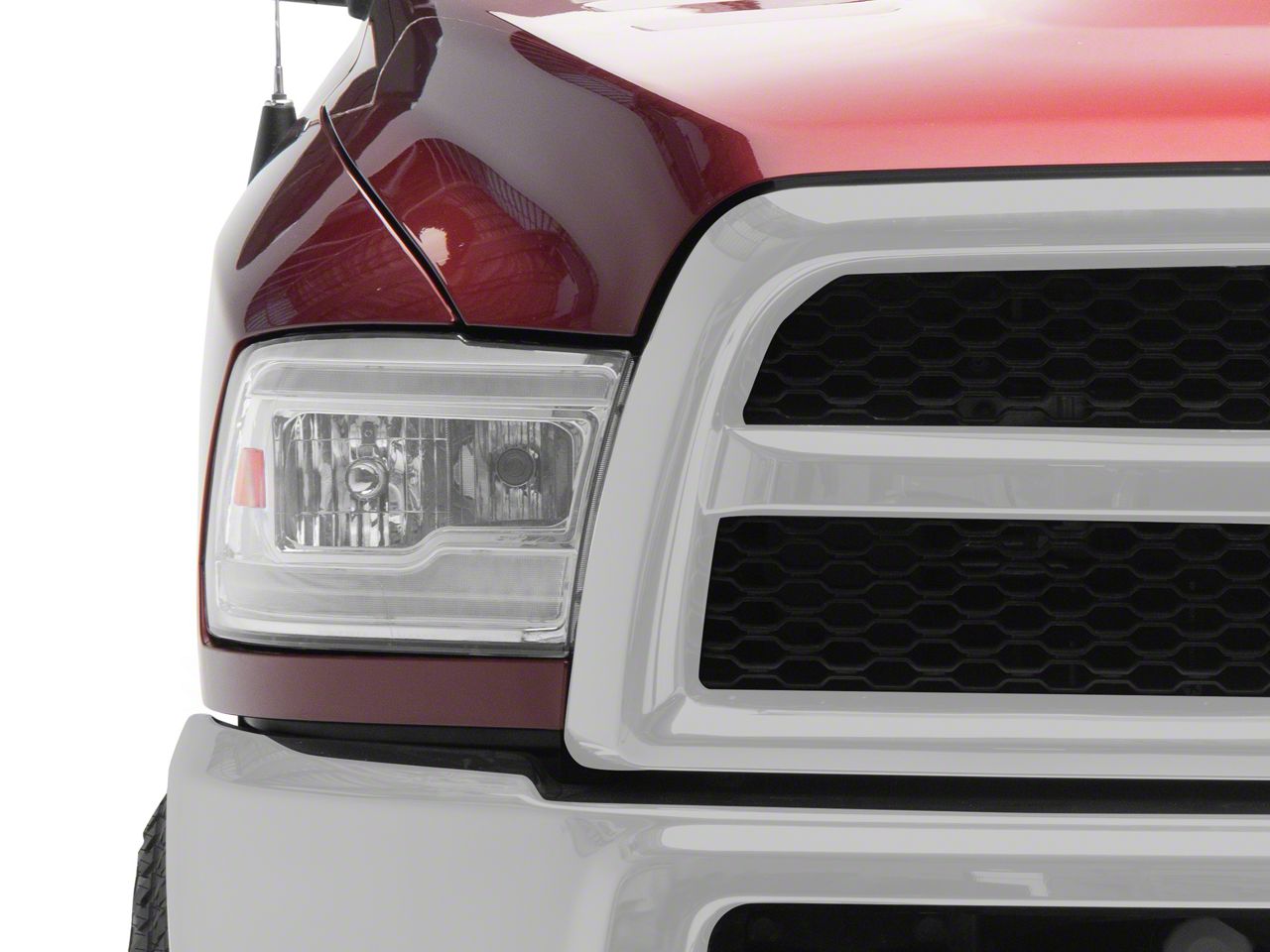 RAM 3500 LED Strip Factory Style Headlights; Chrome Housing; Clear Lens ...