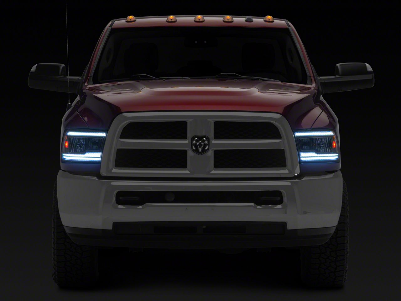 RAM 3500 LED Strip Factory Style Headlights; Chrome Housing; Clear Lens ...