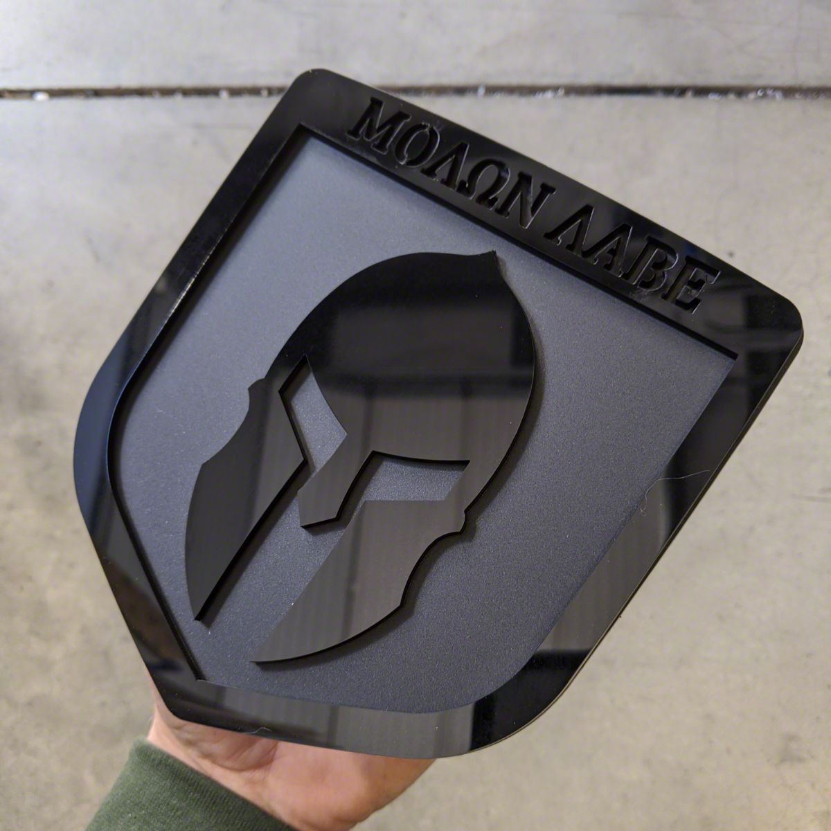 RAM 3500 Molon Labe Tailgate Badge; Gloss Black on Matte Black (10-18 ...