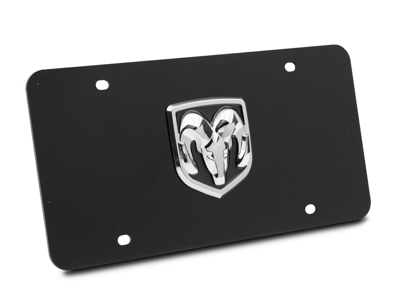 RAM 3500 RAM OEM Logo License Plate; Chrome on Black (Universal; Some ...
