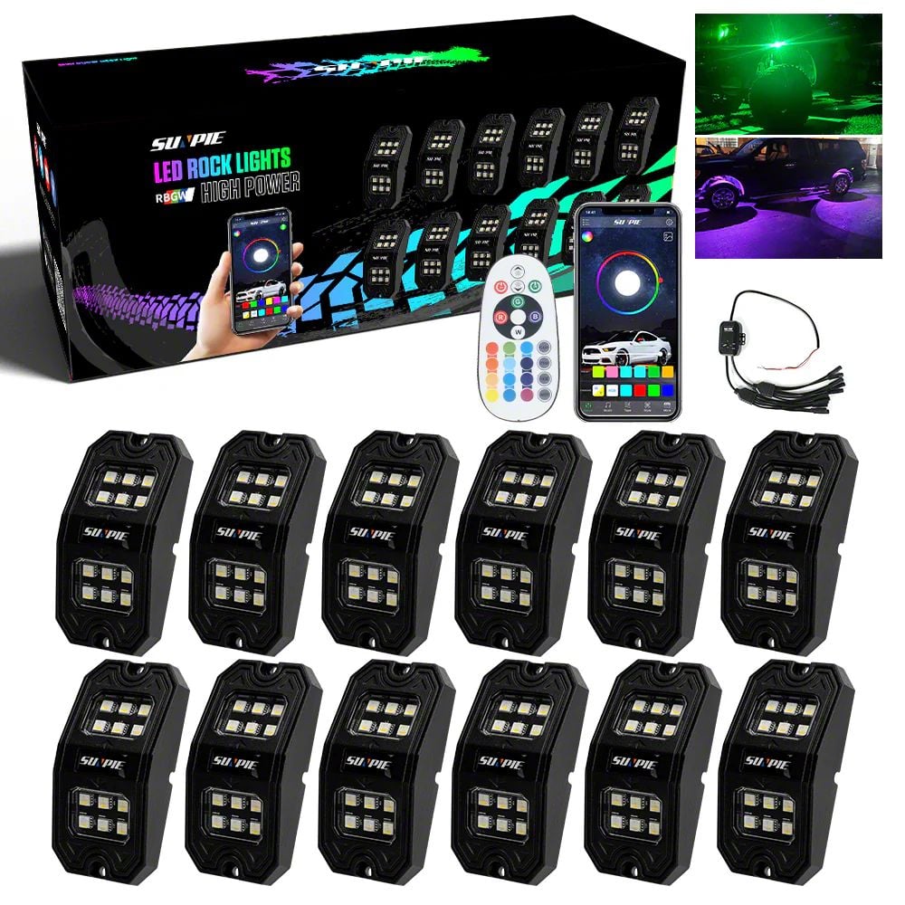 RAM 3500 RGBW Rectangle Series LED Rock Lights; 12-Piece (Universal ...
