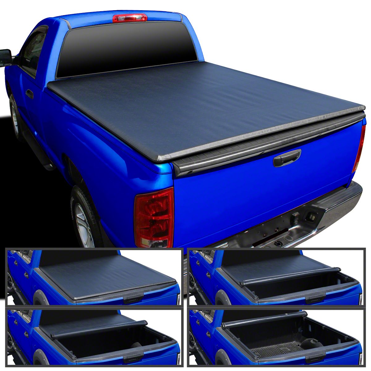 RAM 3500 Roll Up Tonneau Cover; Black (03-18 RAM 3500 w/ 6.4-Foot Box ...