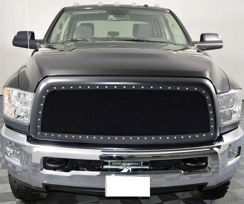 RAM 3500 Stainless Steel Rivet Upper Grille Insert; Black (13-18 RAM 3500)