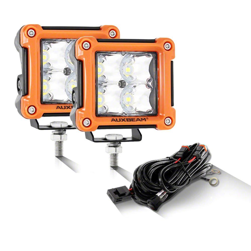 Ranger 3-Inch LED Pod Lights with Orange Frame; Spot Beam (Universal ...