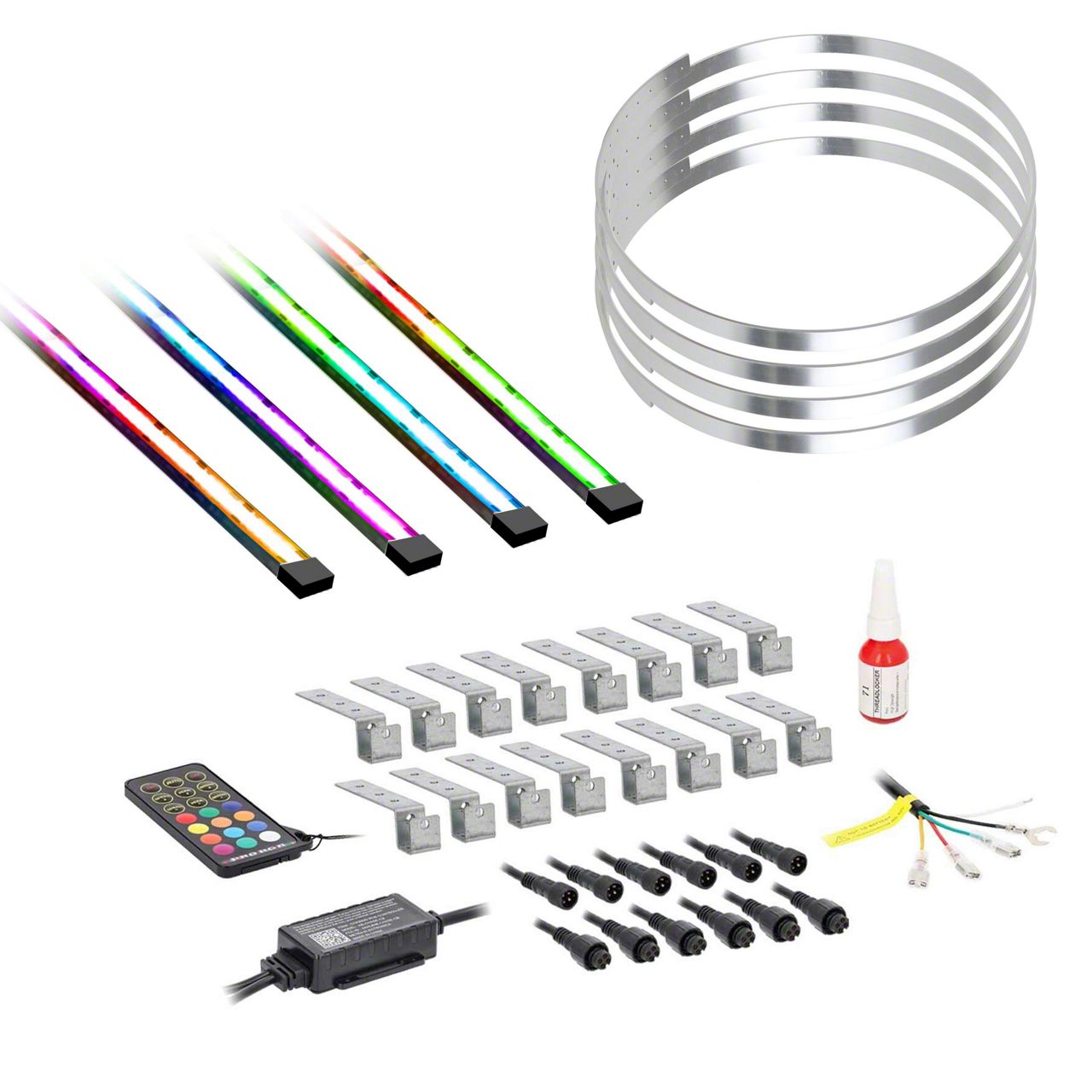 Ranger ColorTRAIL Adjustable RGBW Multi-Color LED Wheel Light Kit; 14 ...