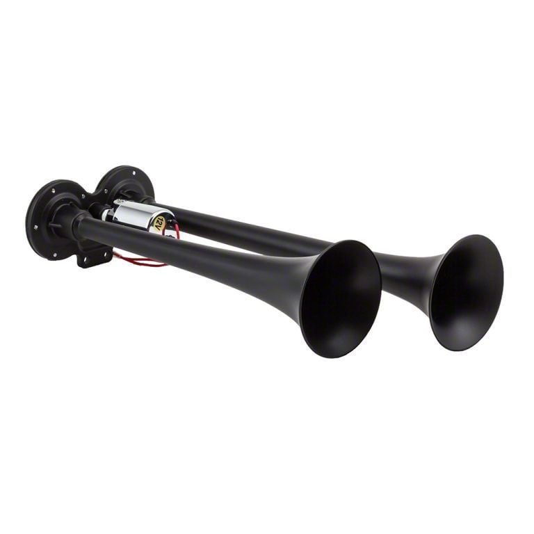 Ranger Compact Dual Air Horn System; Black; Coated Spun Cooper ...