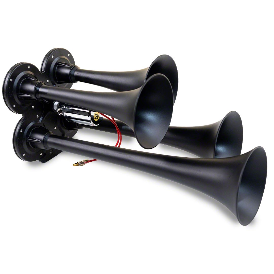 Ranger Compact Quad Air Horn System; Black; Zinc Alloy (Universal; Some ...