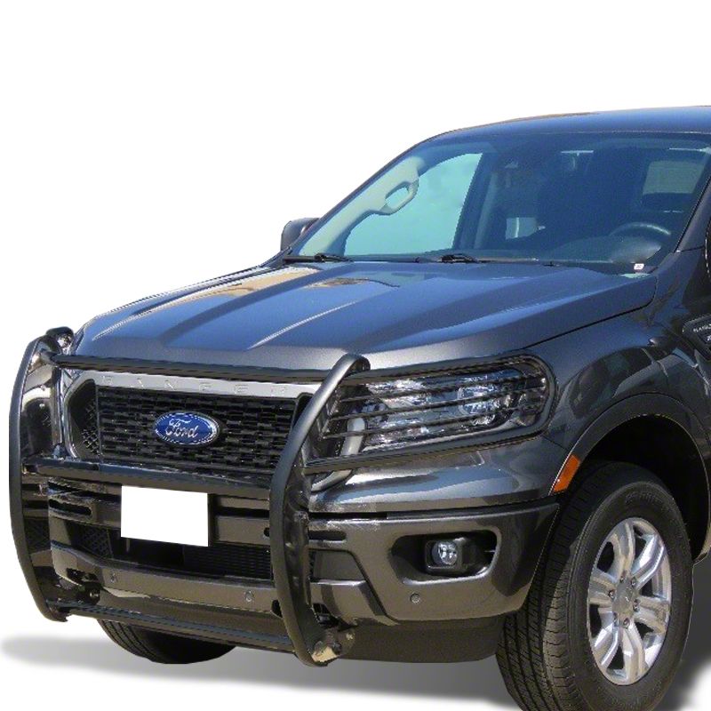 Ranger Grille Guard with 5.30-Inch Red Round Flood LED Lights; Black ...