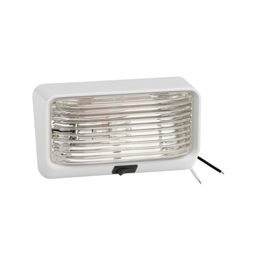 Ranger Porch Light 78; Clear Lens with Ash White 5 Base and Switch