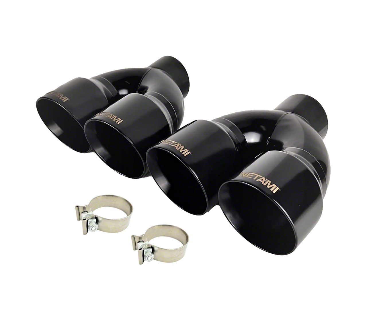 Ranger Quad Staggered Slant Cut Exhaust Tips; 4-Inch; Gloss Black (Fits ...