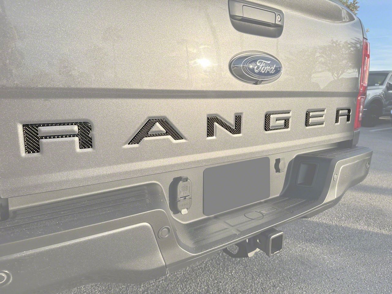 Ranger Tailgate Insert Letters; Reflective Black Topo with Red Outline ...