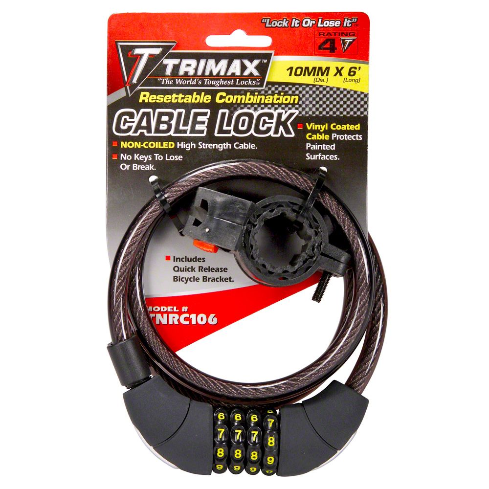 Ranger TRIMAFLEX Non-Coiled Cable Lock with Resettable Combo Lock and ...