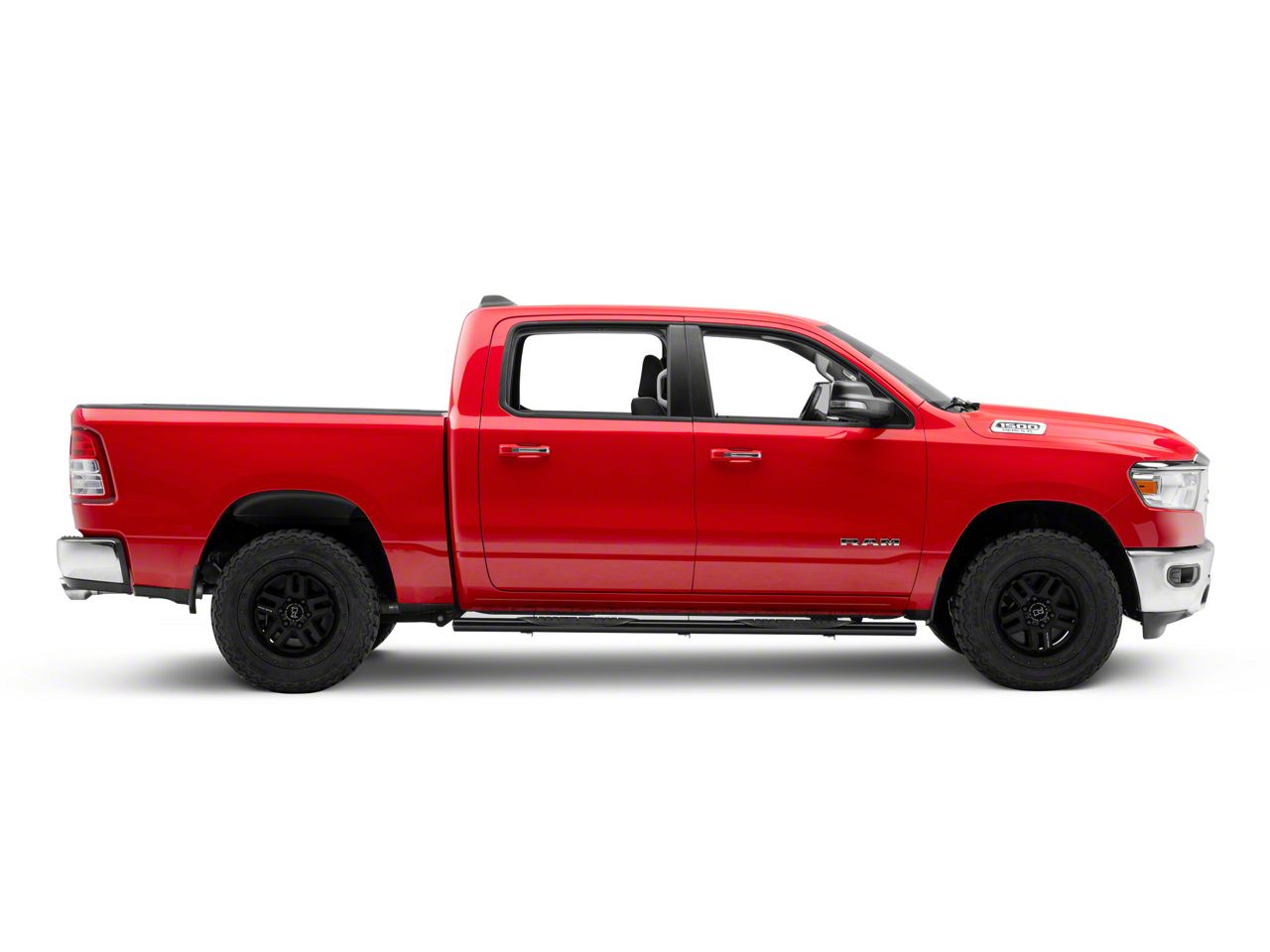 Raptor Series RAM 1500 4-Inch Straight Oval Nerf Side Step Bars; Black ...
