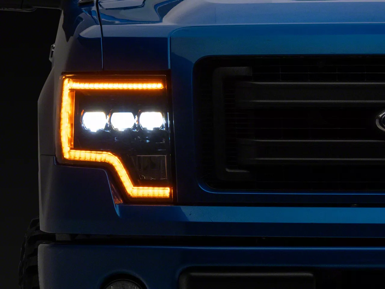 Raxiom F-150 CXR Series LED Headlights with Amber DRL; Black Housing ...