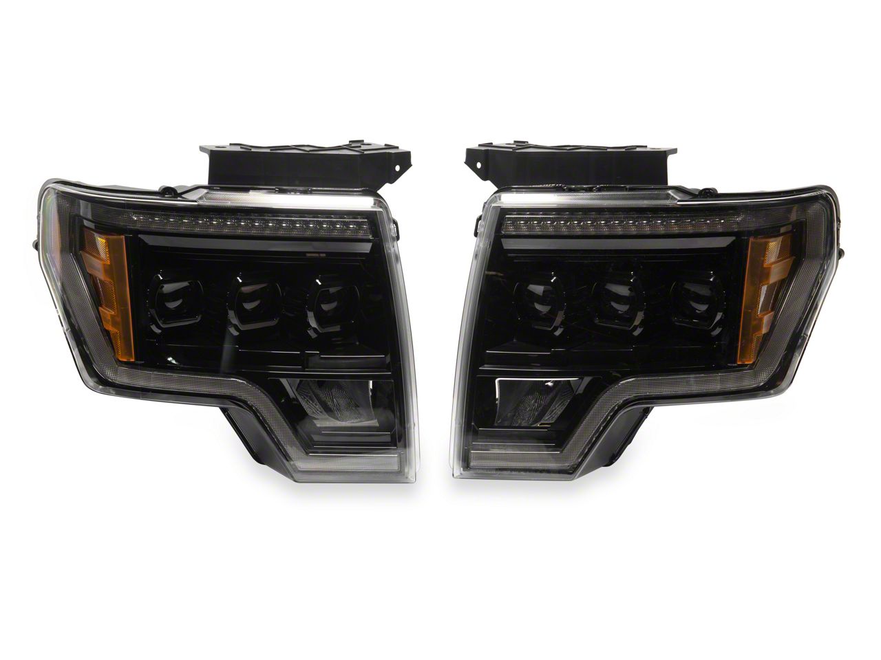 Raxiom F-150 CXR Series LED Headlights with Amber DRL; Black Housing ...