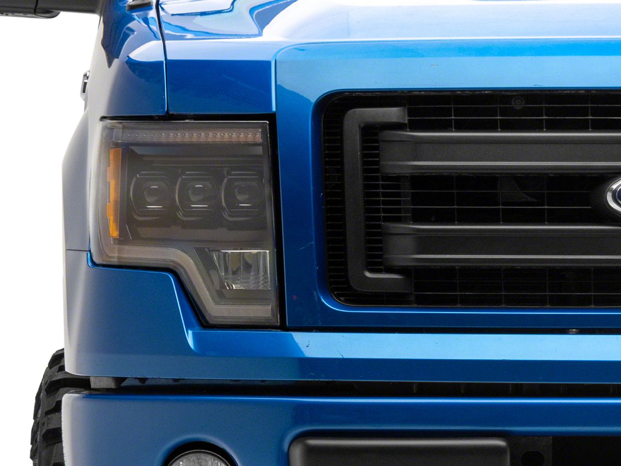 Raxiom F-150 CXR Series LED Headlights with Amber DRL; Black Housing ...