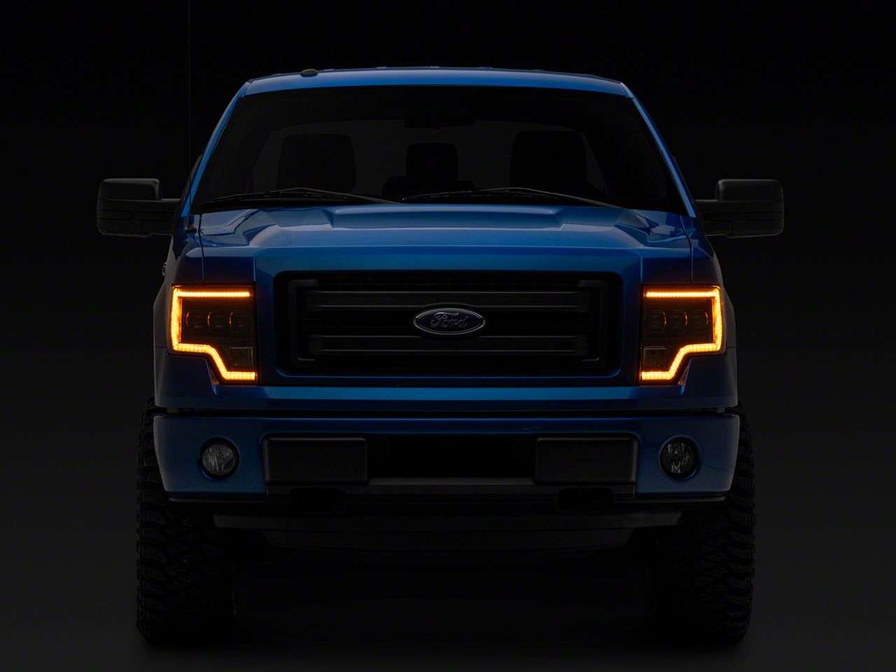 Raxiom F-150 CXR Series LED Headlights with Amber DRL; Black Housing ...