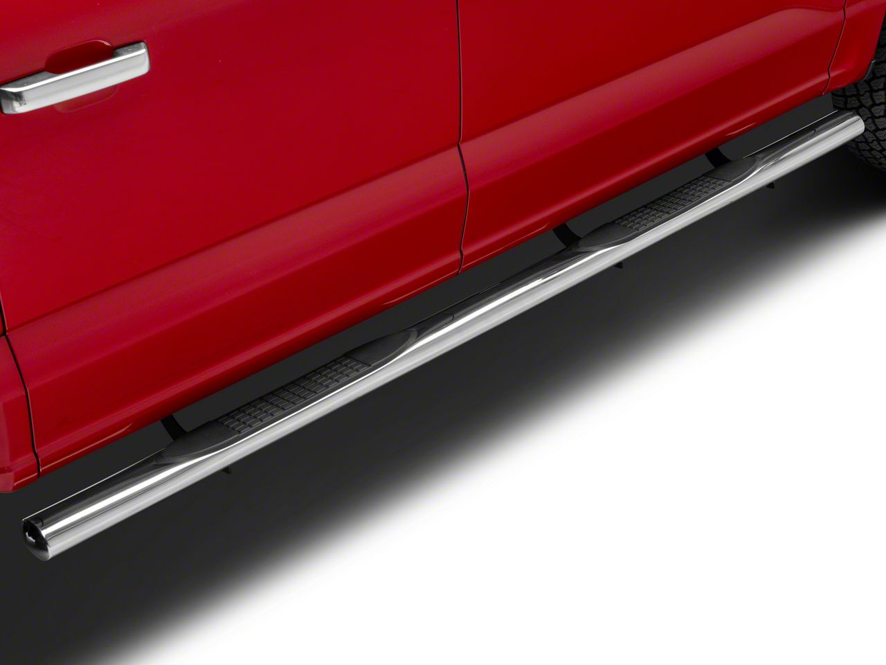 RedRock F-150 4-Inch Oval Straight End Side Step Bars; Stainless Steel ...