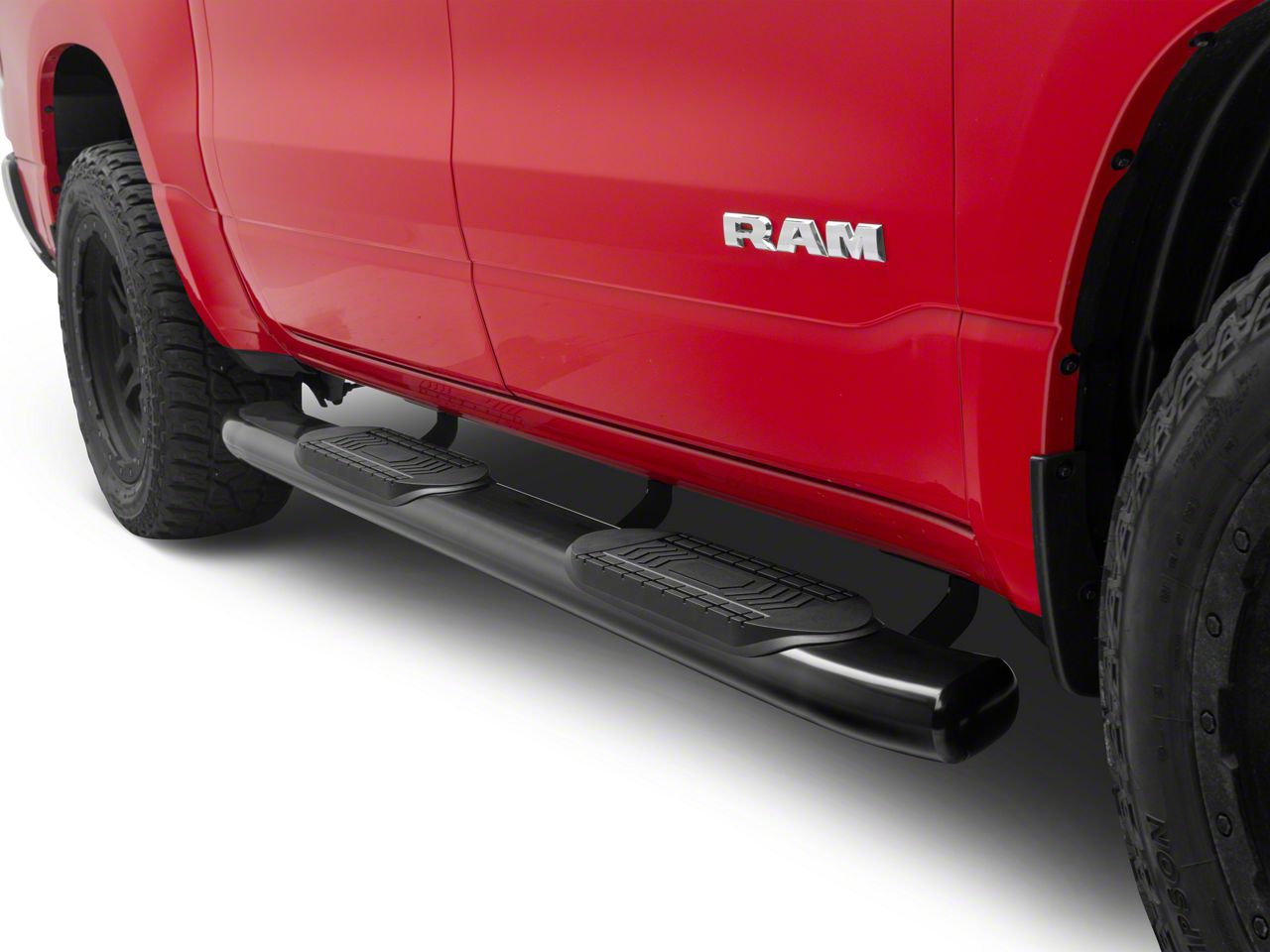 RedRock RAM 1500 6-Inch Oval Bent End Side Step Bars; Black R151854 (19 ...