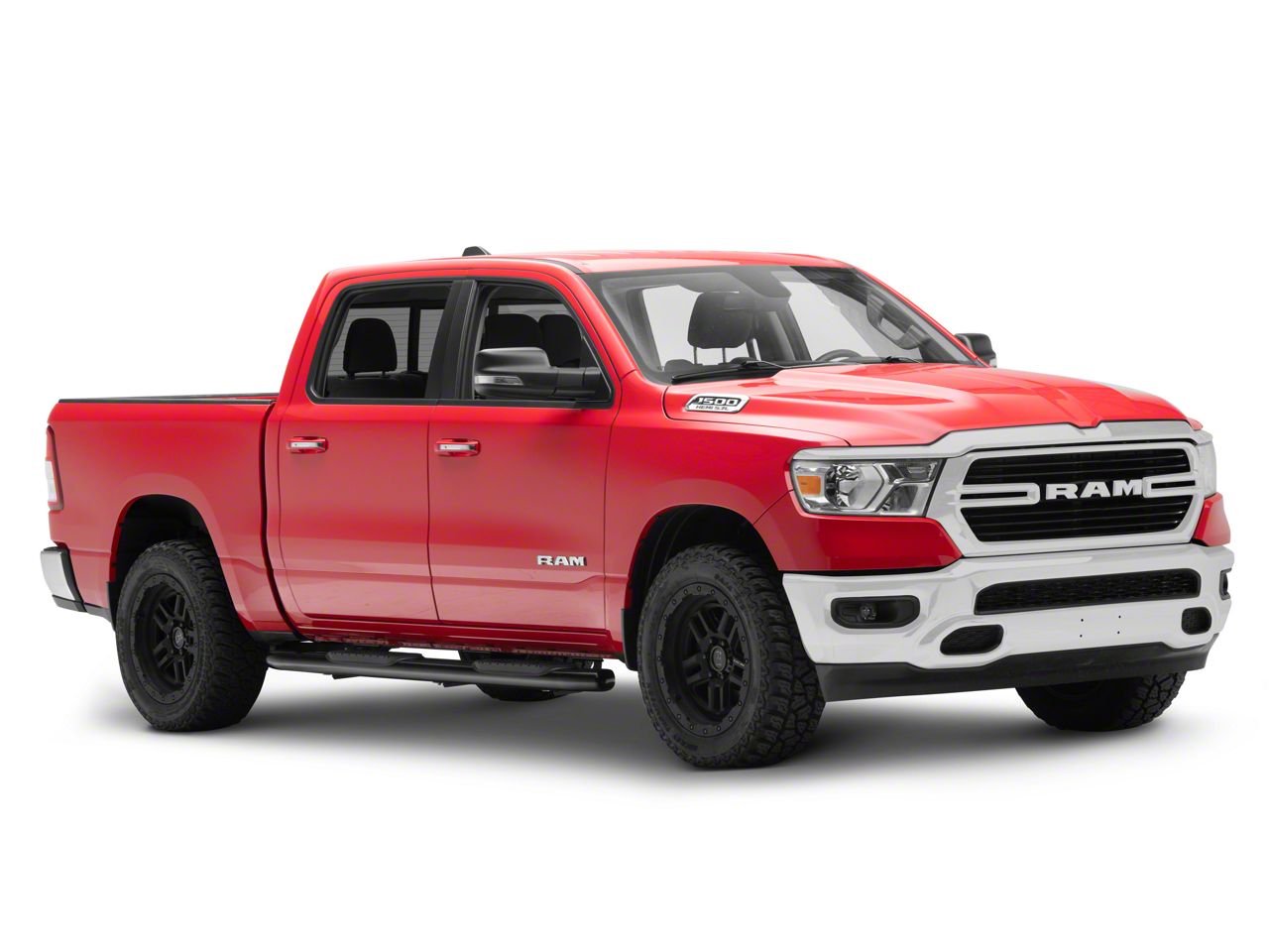 RedRock RAM 1500 6-Inch Oval Bent End Side Step Bars; Black R151854 (19 ...