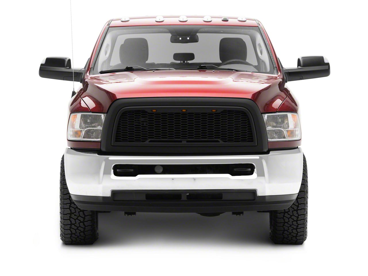 RedRock RAM 2500 Baja Upper Replacement Grille with LED; Matte Black ...