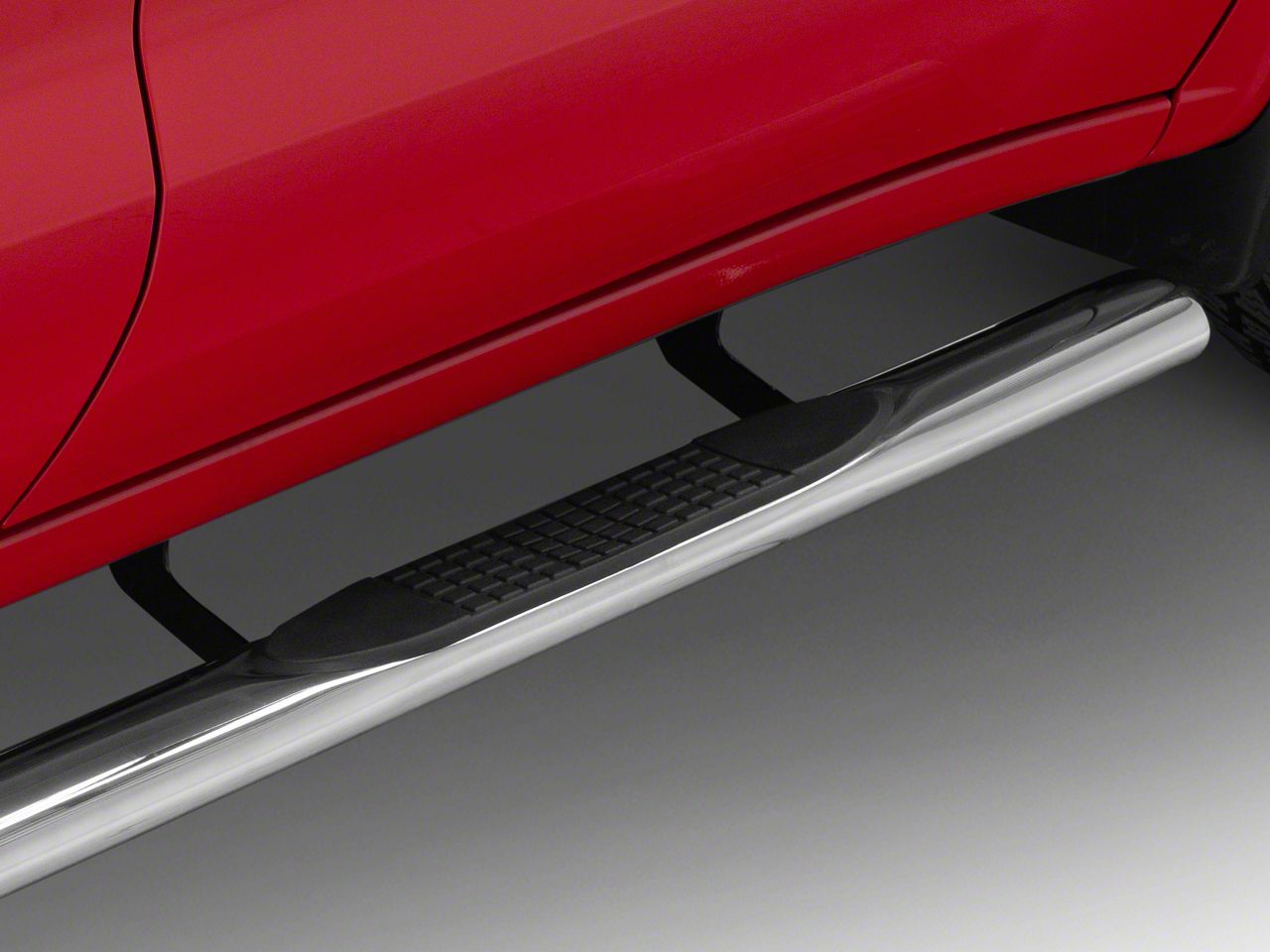 RedRock Silverado 1500 4-Inch Oval Straight Side Step Bars; Stainless ...