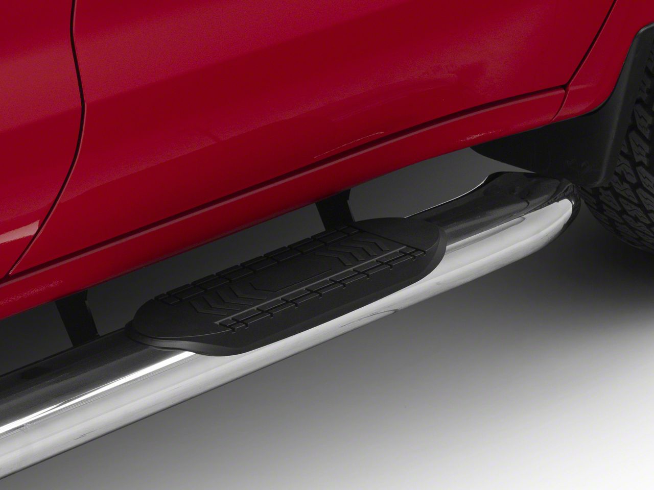 RedRock Silverado 1500 6-Inch Oval Bent End Side Step Bars; Stainless ...